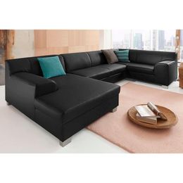 DOMO collection Wohnlandschaft &raquo;Amando in vielen Bezugsvarianten, auch in Leder, komfortabel, U-Form&laquo; wahlweise mit Bettfunktion, fester Sitzkomfort, 