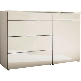 Wiemann Kombikommode &raquo;Como&laquo; vormontiert beige Floatglas, Holzwerkstoff, Metall B/H/T: 120cm x 91,2cm x 43cm, 5 Stk., 1 Stk.