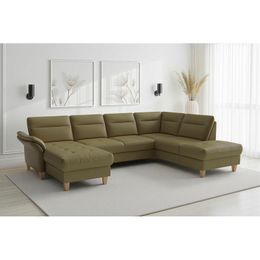 Sit & More sit&more Wohnlandschaft &raquo;Pamela, U-Form, B: 292 cm, Leder&laquo; B/H/T: 292cm x 90cm x 212cm, NaturLEDER , Ottomane rechts, ohne Bett,ohne Bettkasten,ohne 