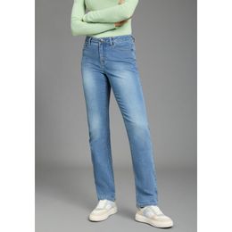 Arizona Damen Gerade Jeans gerade geschnitten, normale Passform, hohe Leibh&ouml;he blau 36, N-Gr