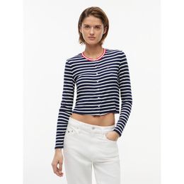 Tommy Jeans Damen Shirtjacke &raquo;TJW SLIM JERSEY LS CARDIGAN&laquo; Viskosemischung, slim fit blau M (40)