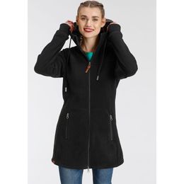 Kangaroos Damen Kangaroos Fleecejacke mit Kapuze figurbetonter Schnitt, mit Kapuze, mit 2-Wege-Rei&szlig;verschluss schwarz 36
