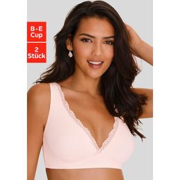 Petite Fleur By Lascana Damen petite fleur by Lascana Soft-BH Packung, ohne B&uuml;gel aus weicher Baumwollmischung, bequemer BH rosa 70, Cup B