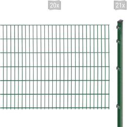 Arvotec Doppelstabmattenzaun &raquo;EXCLUSIVE 123 zum Einbetonieren&laquo; Zaunh&ouml;he 123 cm, Zaunl&auml;nge 2 - 60 m gr&uuml;n Kunststoff, Stahl H/L: 123cm x 40m, Pfosten: 21 Stk.