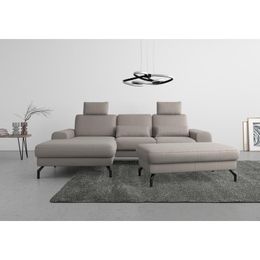 Sit & More sit&more Ecksofa &raquo;Cinturo L-Form&laquo; inklusive Sitztiefenverstellung und Federkern, Sitzh&ouml;he 48 cm grau B/H/T: 283cm x 91cm x 175cm, Luxus-Microfaser 