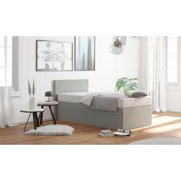 Westfalia Schlafkomfort Boxspringbett mit Zierkissen, wahlweise mit Topper grau Bezug: 100% Polyester;Polsterwatte: 100% Polyester Samtvelours Ohne Topper, Liegefl&auml;che B/L: 