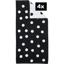done. Duscht&uuml;cher &raquo;DAILY SHAPES&laquo; schwarz Jacquard-Walkfrottier, Baumwolle B/L: 70cmx140cm, 4 Stk., Black, Jacquard-Walkfrottier