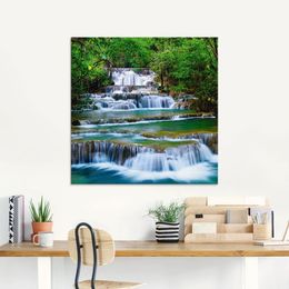 Artland Glasbild &raquo;Tiefen Wald Wasserfall&laquo; Gew&auml;sser 1 Stk. tlg. in verschiedenen Gr&ouml;&szlig;en gr&uuml;n B/H/T: 100cm x 50cm, Glasbild Gew&auml;sser, 1 Stk.
