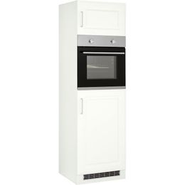 KOCHSTATION Backofenumbauschrank &raquo;KS-Stockholm&laquo; 60 cm breit, hochwertige MDF-Fronten mit Fr&auml;sung wei&szlig; MDF wei&szlig;, B/H/T: 60cm x 200cm x 60cm, T&uuml;ren: 2 