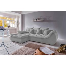 Home Affaire Ecksofa &raquo;Imola, bequem, aktuelle Steppung im Sitz, L-Form, Breite 270cm&laquo; wahlweise mit Bettfunktion grau Microfaser PRIMABELLE (100% 