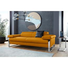 W.Schillig 2-Sitzer &raquo;finn&laquo; German Design Award 2016, Fu&szlig;gestell Chrom gl&auml;nzend, Breite 210 cm gelb Flachgewebe S22 (100% Polyester);Stoff S37 (100% 