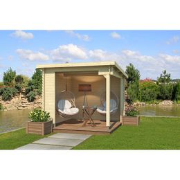 Lasita Maja Gartenhaus &raquo;Unterstand/Lounge Buffalo 275&laquo; Unterstand / Lounge 28mm beige Massivholz ohne Dacheindeckung