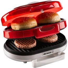 Ariete Kontaktgrill &raquo;0205R Party Time Hambuger Maker, rot&laquo; 1200 W rot Antihaftbeschichtet &ndash; daher leicht zu reinigen