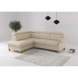 OTTO home Ecksofa &raquo;Glendale, L-Form&laquo; inkl. Kopfteilverstellung, wahlweise mit Vorziehsitz und Bettkasten beige 100% Polyester B/H/T: 247cm x 84cm x 