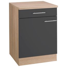 Optifit Unterschrank &raquo;Kalmar&laquo;, Breite 60 cm grau Eiche-hell s&auml;gerau, B/H/T: 60cm x 85cm x 60cm, Schubladen: 1 Stk. T&uuml;ren: 1 Stk.