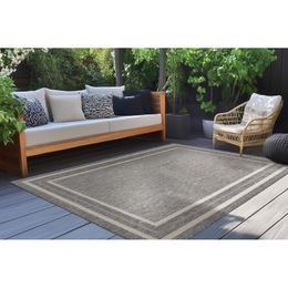 Kayoom Teppich &raquo;Nibru 325&laquo; rechteckig 5 mm H&ouml;he Flachgewebe, In- und Outdoor geeignet, schnell trocknend grau Polypropylen B : 80cm 1 Stk., 5mm, L: 150cm