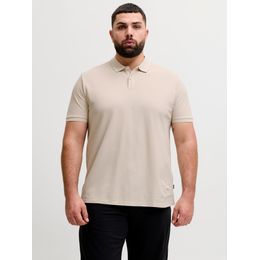 Jack & Jones PlusSize Herren Poloshirt "JPRBLAWESTON SS POLO PLS", beige, Gr. 4XL, JACK & JONES PLUSSIZE, unifarben, Jersey, Obermaterial: 100% Baumwolle, Shirts, mit