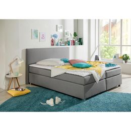 Home Affaire Boxspringbett &raquo;Eliana&laquo; inkl. Topper, in 4 Breiten, 3 Matratzenarten und 2 H&auml;rtegraden grau Struktur fein, Liegefl&auml;che B/L: 200cm x 220cm 