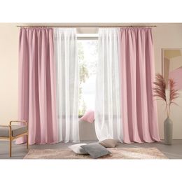 OTTO home Vorhang &raquo;Parry&laquo; Kr&auml;uselband 2 Stk. tlg. 2-er Set, blickdicht, monochrom, basic, einfarbig, Bestseller rosa Polyester, Recyceltes Material 