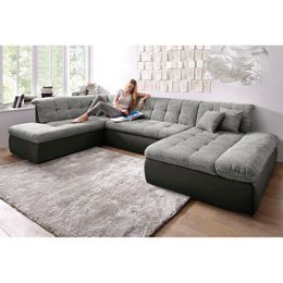 DOMO collection Wohnlandschaft &raquo;MORIC 353x216x80 cm, mit viel Platz, U-Form, auch in Cord&laquo; im XXL-Format, wahlweise mit Bettfunktion und 