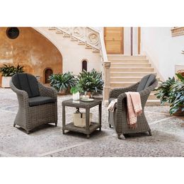 Destiny Balkonset &raquo;Malaga Merano&laquo; Set, 7 Stk. tlg. Aluminium, Polyrattan grau Aluminium, Glas, Polyrattan B/H/T: 62cm x 85cm x 70cm, Polyester