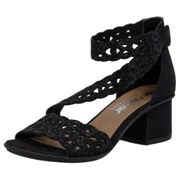 Rieker Damen Sandalette Festtagsschuh, Blockabsatz, mit praktischem Klettverschluss 42