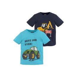 Kidsworld Jungen Kidsworld T-Shirt &raquo;BEST JOB EVER!&laquo; Packung, 2, kurz&auml;rmelig, bedruckt, Rundhalsausschnitt, aus Baumwolle blau 104/110