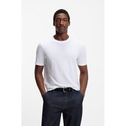 BOSS Herren BOSS T-Shirt &raquo;Tiburt&laquo; mit Jacquard-Struktur, regular fit wei&szlig; M