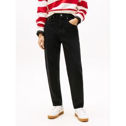 Tommy Jeans Damen Mom-Jeans &raquo;High waist - Mom-Jeans Tapered&laquo; mit Logo-Badge, Logostickerei schwarz 30, L&auml;nge 30