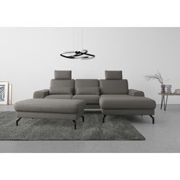 Sit & More sit&more Ecksofa &raquo;Cinturo L-Form&laquo; inklusive Sitztiefenverstellung und Federkern, Sitzh&ouml;he 48 cm grau B/H/T: 283cm x 91cm x 175cm, Luxus-Microfaser 