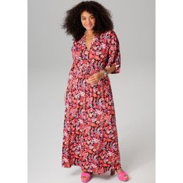Aniston Plus Damen Aniston PLUS Sommerkleid in trendy Maxil&auml;nge bunt 52, N-Gr