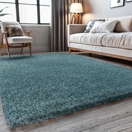 OTTO home Hochflor-Teppich &raquo;Banji&laquo; rechteckig 37 mm H&ouml;he Uni Farben, weich und flauschig, auch als L&auml;ufer & in rund erh&auml;ltlich blau Polypropylen (PP) 
