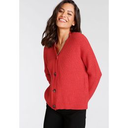 Laura Scott Damen Strickjacke aus Grobstrick, perfekt f&uuml;r den &Uuml;bergang rot 36/38 (S)