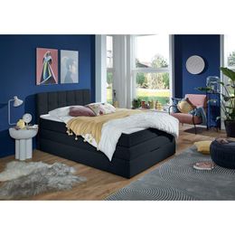 Home Affaire Boxspringbett &raquo;Fornoli&laquo; inkl. Topper und Bettkasten, H3 in zwei Matratzenarten grau Flachgewebe, Liegefl&auml;che B/L: 140cm x 200cm, Gewicht 