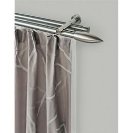 Garesa Gardinenstange &raquo;CARTOUCHE&laquo; 2 l&auml;ufig-l&auml;ufig Wunschma&szlig;l&auml;nge Vorhanggarnitur, verl&auml;ngerbar, Wandmontage, edelstahl optik silber Metall B/L: 140cm,