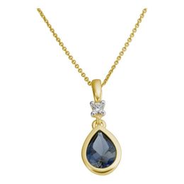 Firetti Damen Kettenanh&auml;nger &raquo;Schmuck Geschenk Gold 333 Halsschmuck Anh&auml;nger Tropfen&laquo; mit London Blue Topas - mit Brillant 0,03 P2 = erkennbare 