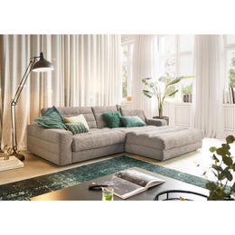 3C Candy Ecksofa &raquo;Stripes Mega-Sofa, bequem und komfortabel, L-Form&laquo; Lose R&uuml;ckenkissen, mit feiner Quersteppung, Cord-Bezug grau 88% Polyester, 12% 