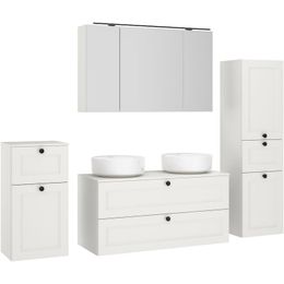 Nobilia Badm&ouml;bel-Set &raquo;Cascada&laquo; Set, inkl. 2 Aufsatzwaschbecken und Spiegelschrank mit Beleuchtung, 6 Stk. tlg. B/H/T: 230cmcm x 184cmcm x 48,2cmcm