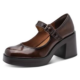 Tamaris Damen Spangenpumps Blockabsatz, Businessschuh in veganer Verarbeitung braun 42