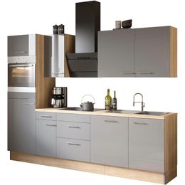 Optifit K&uuml;che &raquo;Klara&laquo; Breite 270 cm, wahlweise mit E-Ger&auml;ten grau B/H/T: 270cm x 60cm, ohne E-Ger&auml;te