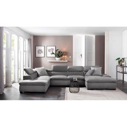 OTTO home Wohnlandschaft &raquo;Alberto U-Form&laquo; mit Kopfteilverstellung, wahlweise mit Schlaffunktion grau 100% Polyester;Microfaser in Antiklederoptik (100