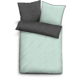 Biberna Wendebettw&auml;sche &raquo;HERMAL Melange Flanell uni, kuschelig weich&laquo; 2 Stk. Flanell in Melangeoptik, Winterbettw&auml;sche, Made in Germany gr&uuml;n Flanell, 