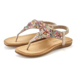 Vivance Damen Sandale &raquo;Sommerschuh&laquo; Zehentrenner Sandale mit Schmucksteinen VEGAN bunt 39