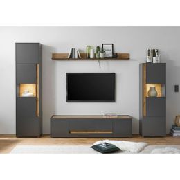 Home Affaire Wohnwand &raquo;City/Giron, moderne Anbauwand, Komplettset in vielen Farben verf&uuml;gbar&laquo; Set, 4 Stk. tlg. grau Holzwerkstoff B/H/T: 310cmcm x 