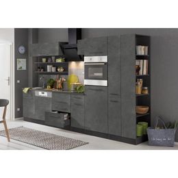 KOCHSTATION K&uuml;chenzeile &raquo;KS-Tulsa&laquo; ohne E-Ger&auml;te, Breite 300 cm, schwarze Metallgriffe, MDF Fronten bunt B/H/T: 300cm x 60cm