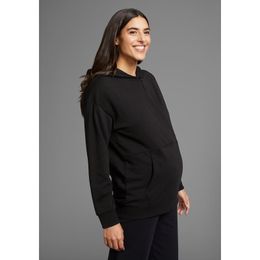 Neun Monate Damen Umstandssweatshirt &raquo;Stillsweatshirt f&uuml;r Schwangerschaft und Stillzeit&laquo;, Kapuzen-Sweatshirt mit praktischem Verschluss schwarz 44/46