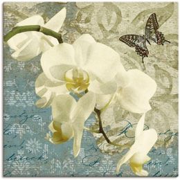 Artland Leinwandbild &raquo;Orchideen&laquo; Blumen 1 Stk. tlg. auf Holzrahmen gespannt beige Leinwand B/H/T: 50cm x 50cm, Leinwandbild Blumen quadratisch, 1 Stk.