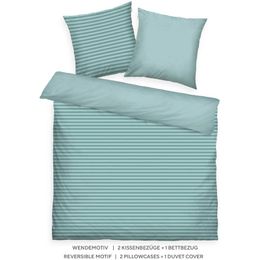 Tom Tailor HOME Bettw&auml;sche &raquo;MEDIUM STRIPES in Gr. 135x200cm, 155x220cm oder 200x220cm&laquo; 3 Stk. new bedroom, mit farbigem Markenrei&szlig;verschluss blau 