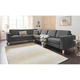 ATLANTIC HOME COLLECTION Ecksofa &raquo;Terra L-Form&laquo; mit Wellenunterfederung, langer Schenkel links oder rechts montierbar grau Struktur (100% Polypropylen