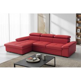 Sit & More sit&more Ecksofa &raquo;Viola, Leder, L-Form, B: 260 cm, mit Armteil- und Kopfteilvertsellung&laquo; optional mit Schlaffunktion rot B/H/T: 260cm x 73cm x 174cm, 